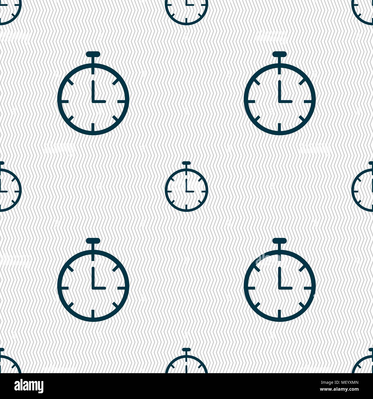 Stopwatch icon sign. Seamless pattern with geometric texture. Vector ...