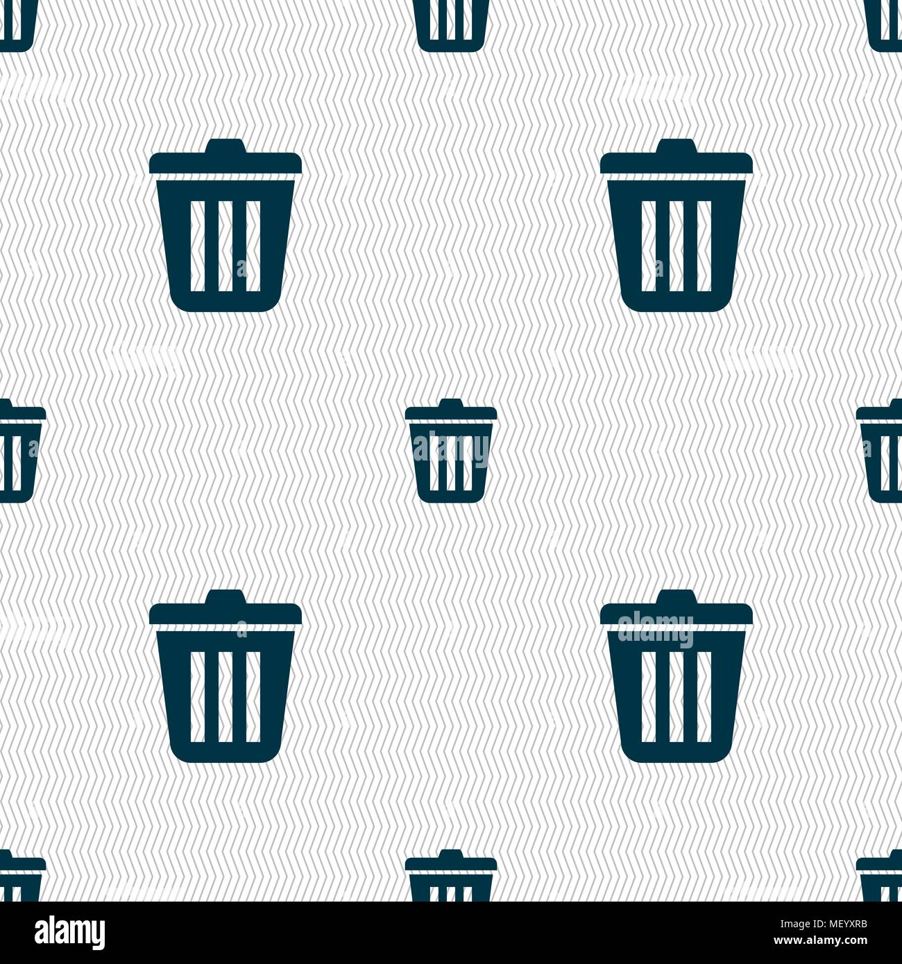 Bin icon sign. Seamless pattern with geometric texture. Vector ...