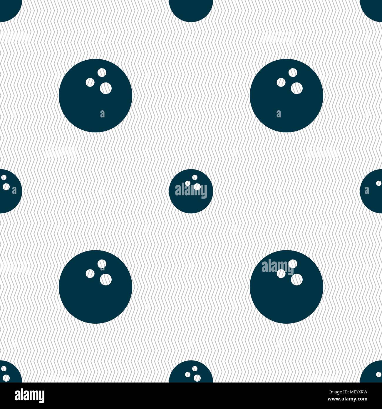 Bowling game, ball icon sign. Seamless pattern with geometric texture ...