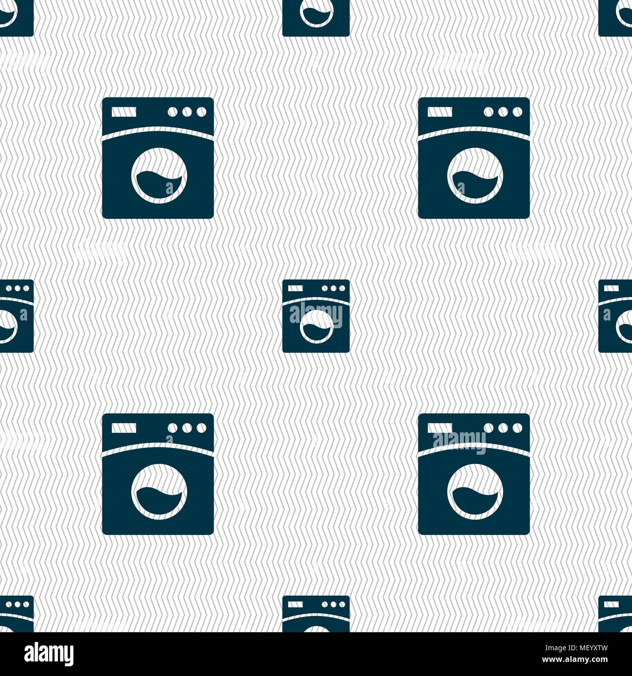 Washing machine icon sign. Seamless pattern with geometric texture ...