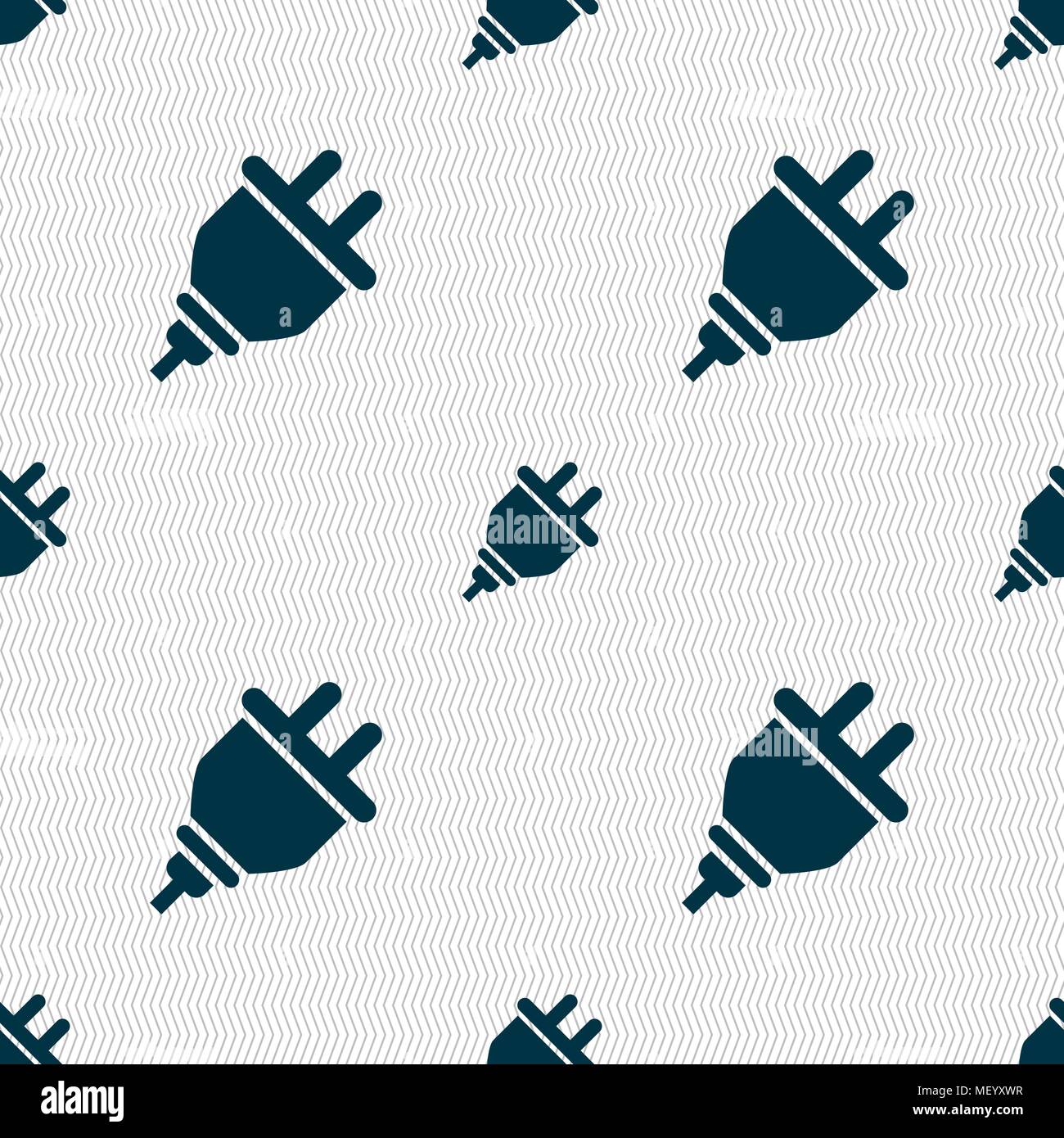 plug icon sign. Seamless pattern with geometric texture. Vector ...