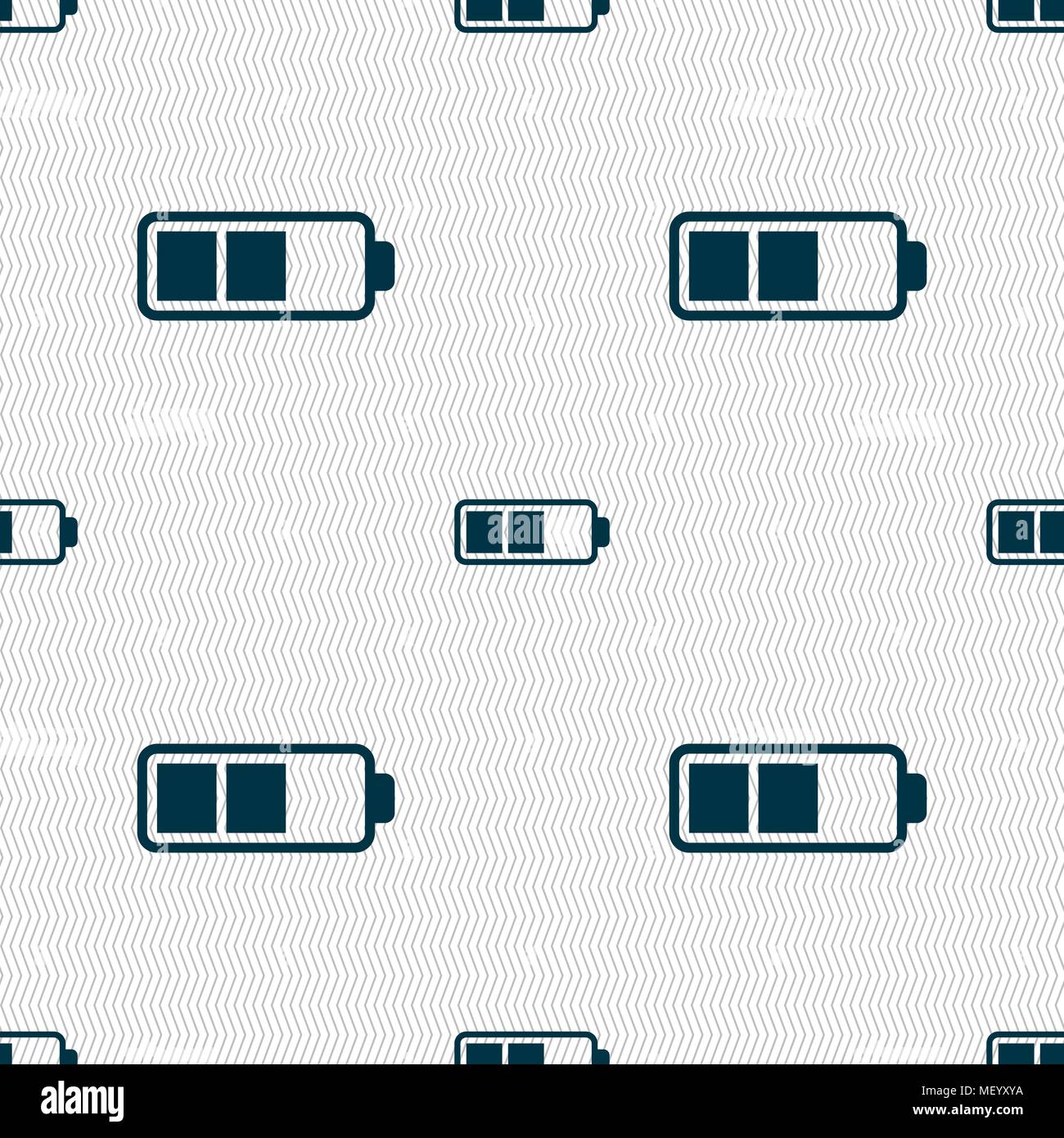 Battery half icon sign. Seamless pattern with geometric texture. Vector ...