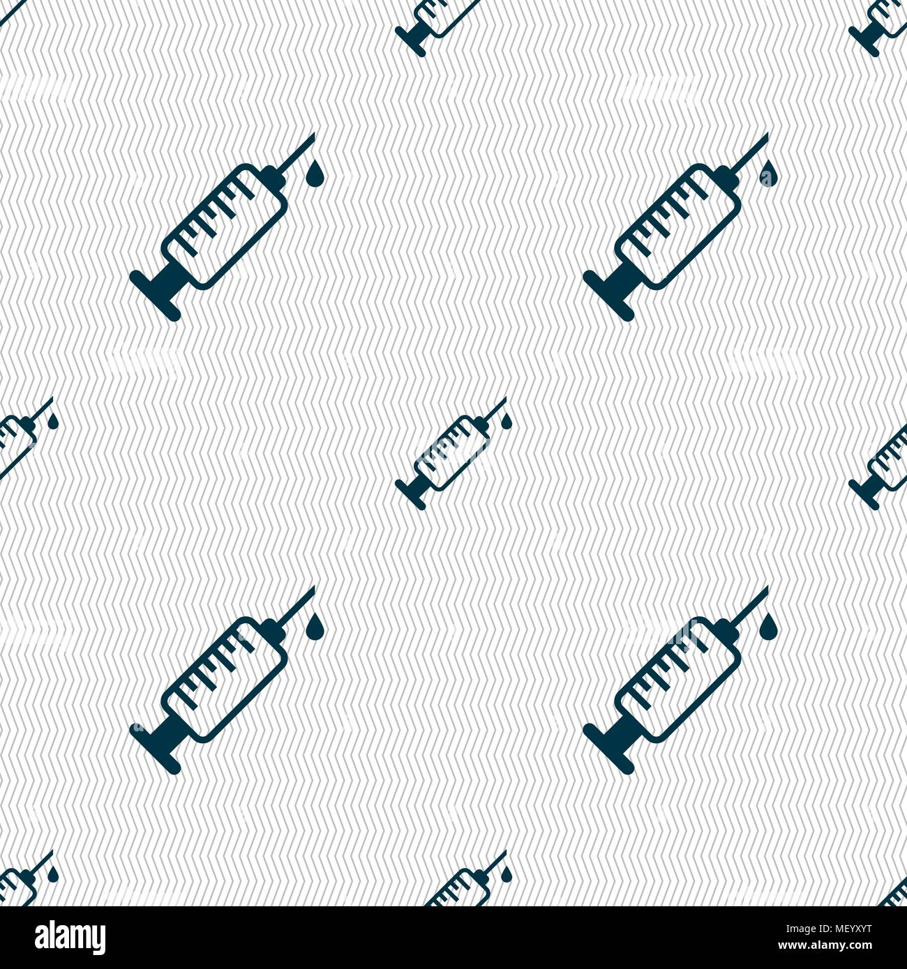 syringe icon sign. Seamless pattern with geometric texture. Vector ...