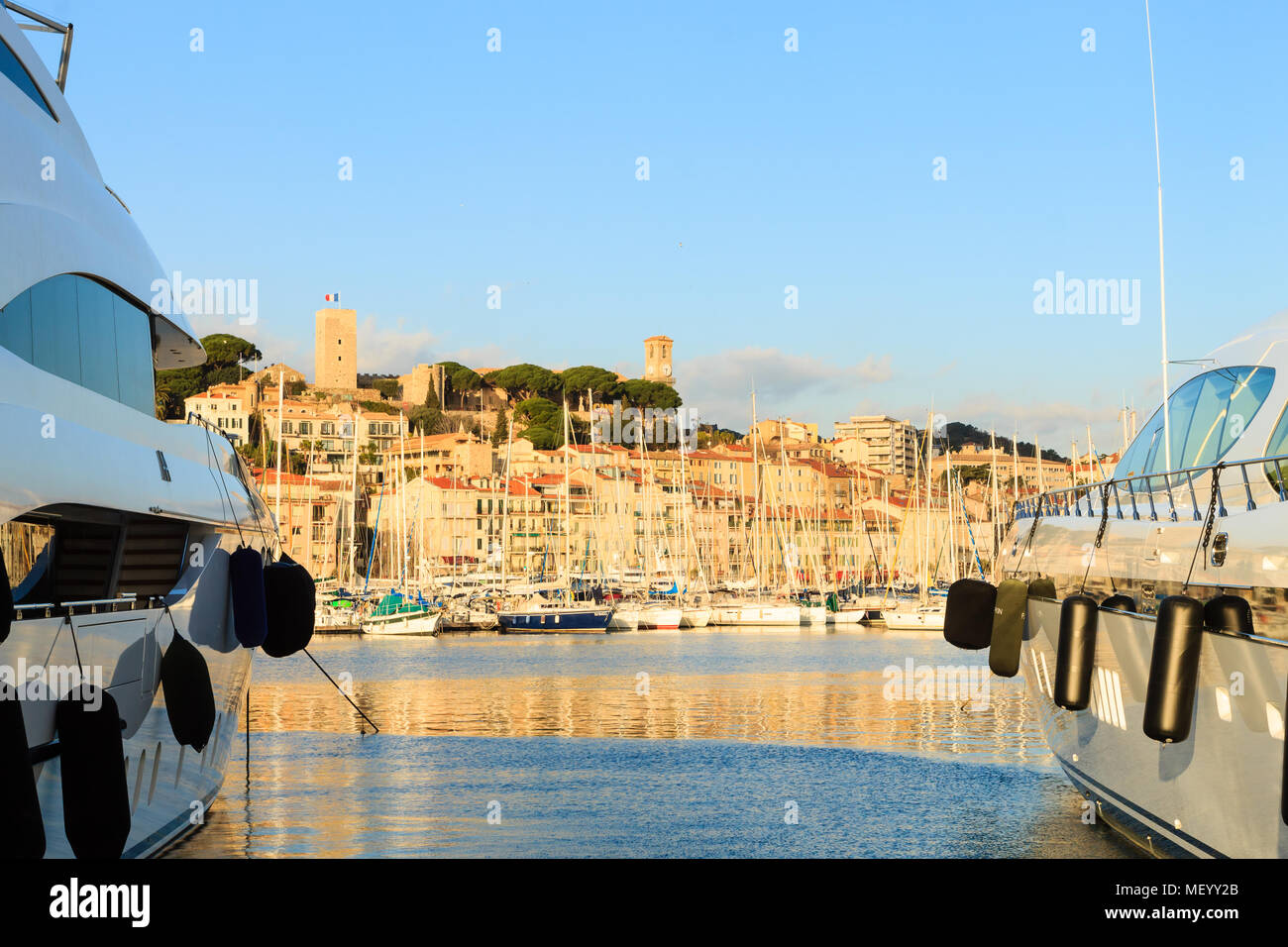 Harbor and marina at Cannes, French Riviera, France. Luxury boats Stock ...