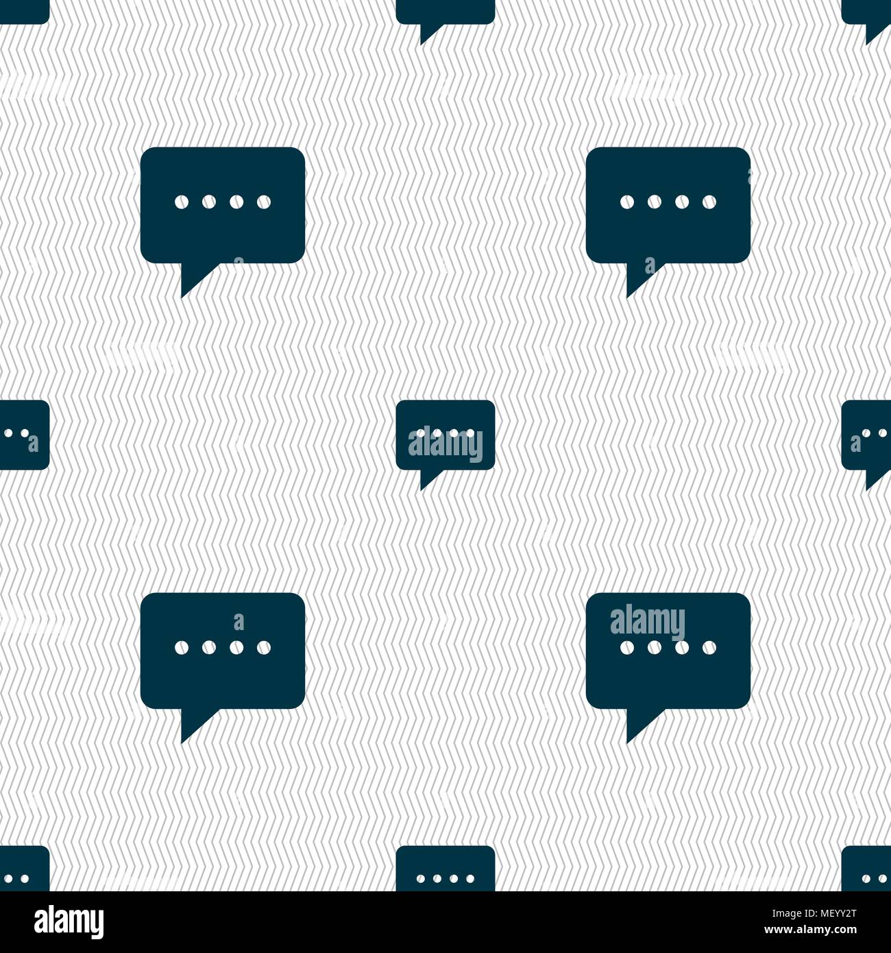 Speech bubbles icon sign. Seamless pattern with geometric texture ...