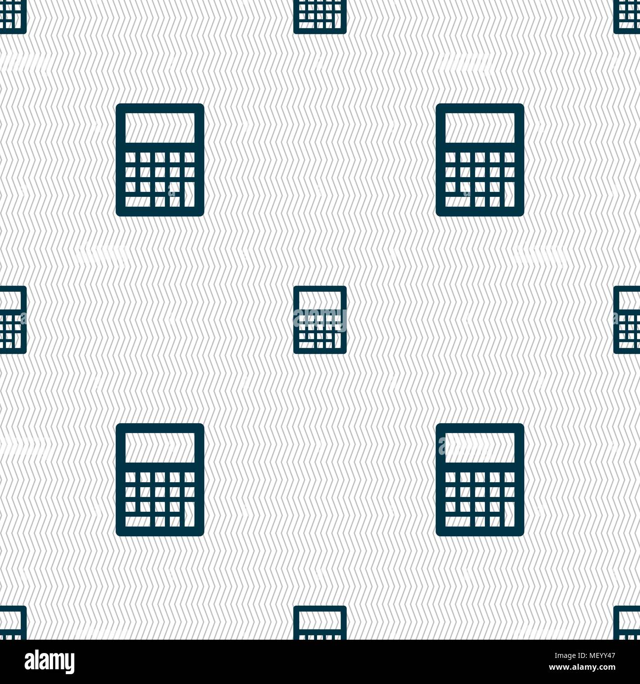 Calculator icon sign. Seamless pattern with geometric texture. Vector ...