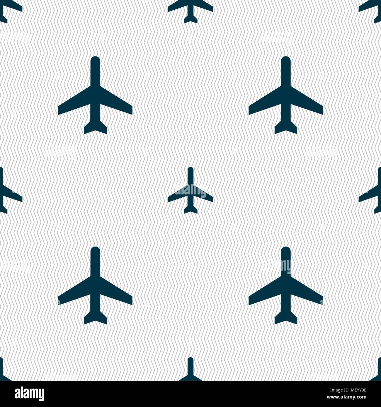 Plane icon sign. Seamless pattern with geometric texture. Vector ...