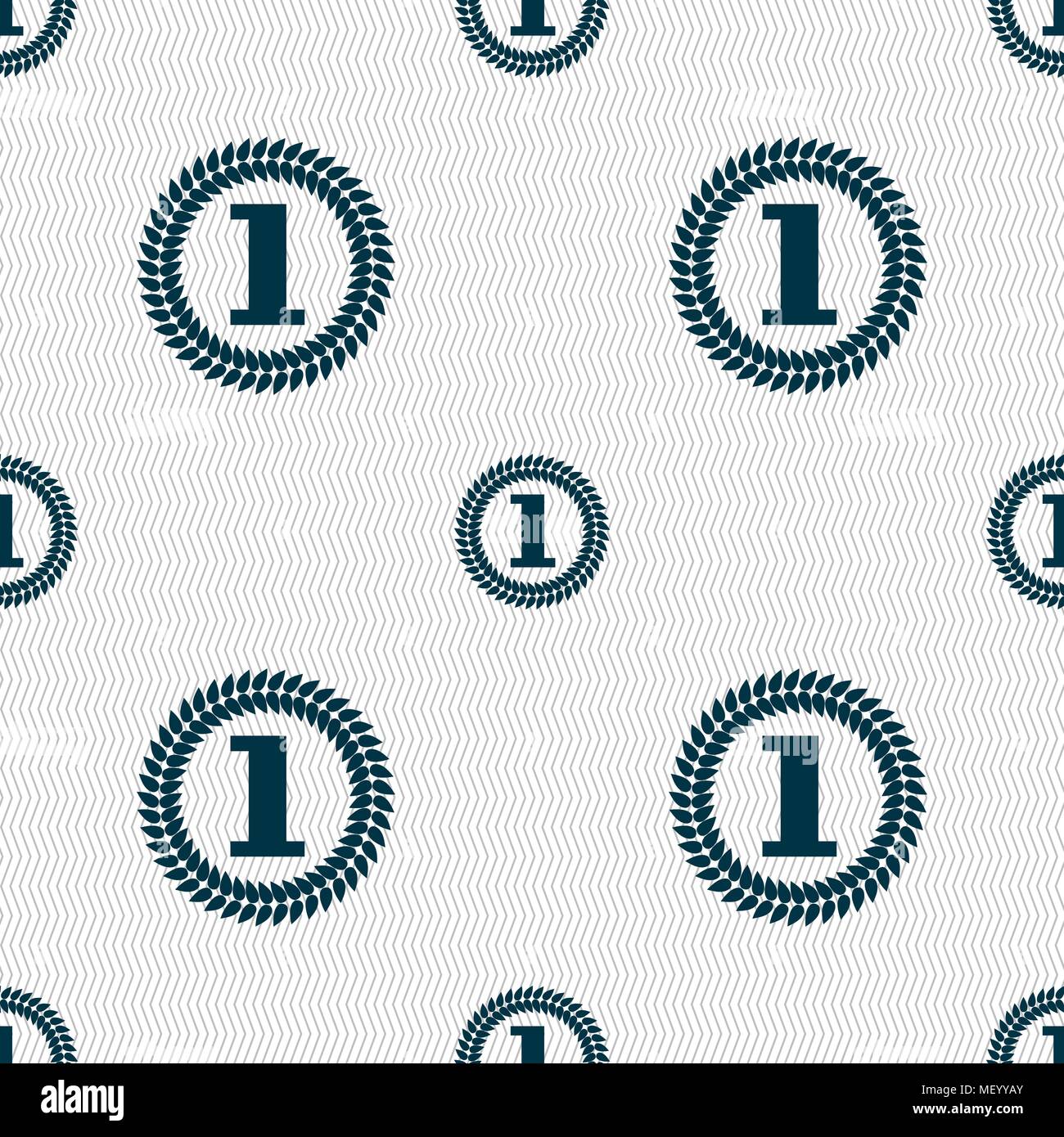 Medal, award, first icon sign. Seamless pattern with geometric texture ...