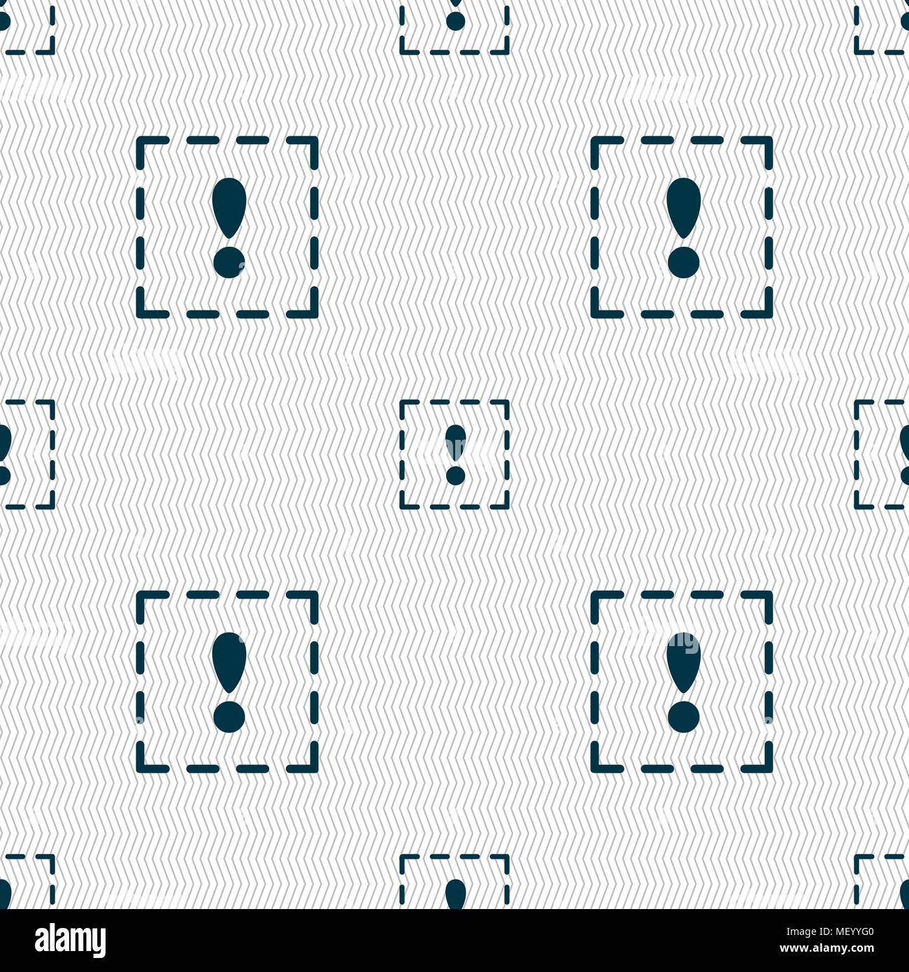 The exclamation point in a square icon sign. Seamless pattern with ...