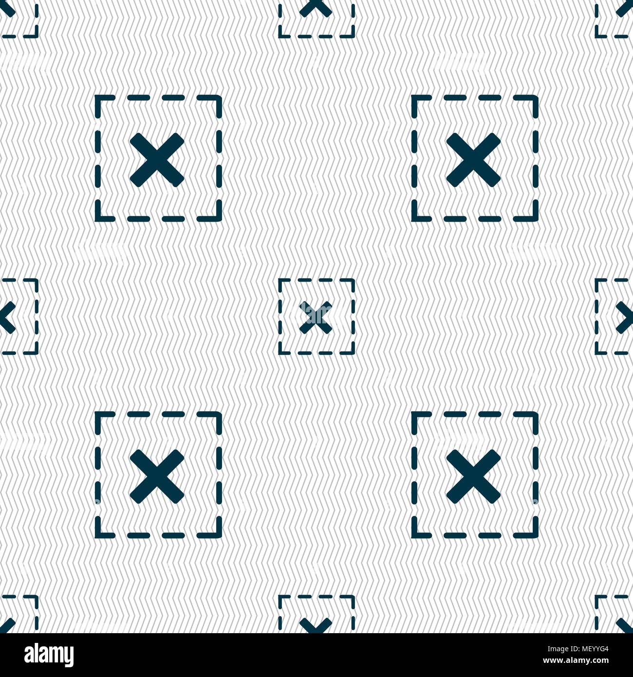 Cross in square icon sign. Seamless pattern with geometric texture ...