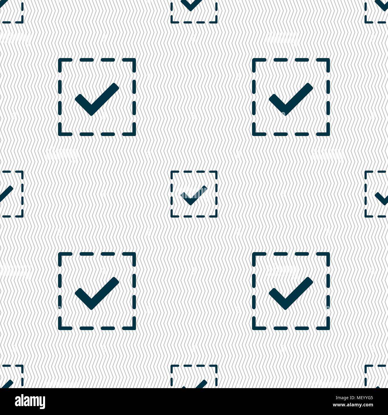Check mark, tik icon sign. Seamless pattern with geometric texture ...