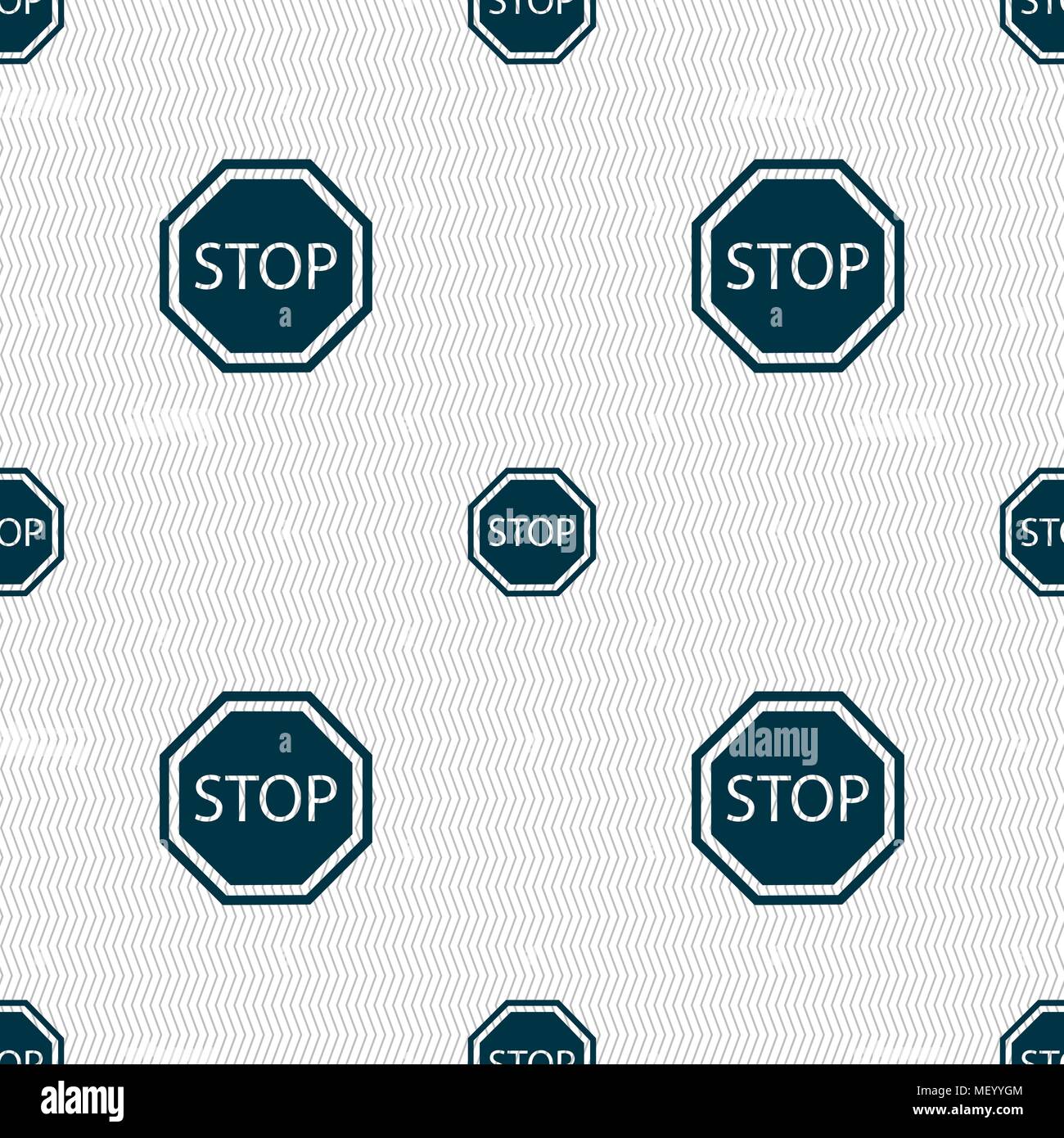 Stop icon sign. Seamless pattern with geometric texture. Vector ...