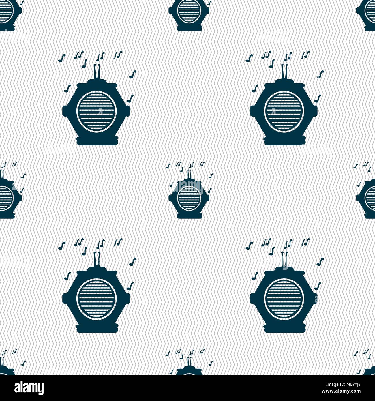 old analog radio icon sign. Seamless pattern with geometric texture ...