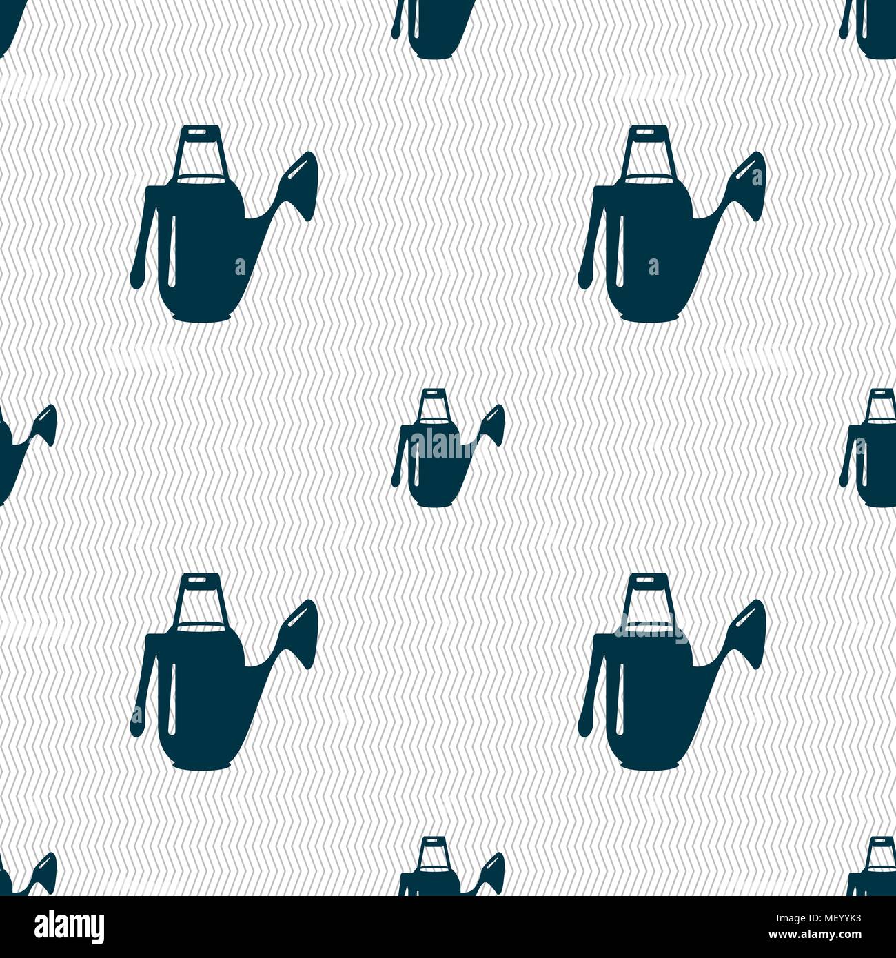Watering can icon sign. Seamless pattern with geometric texture. Vector ...