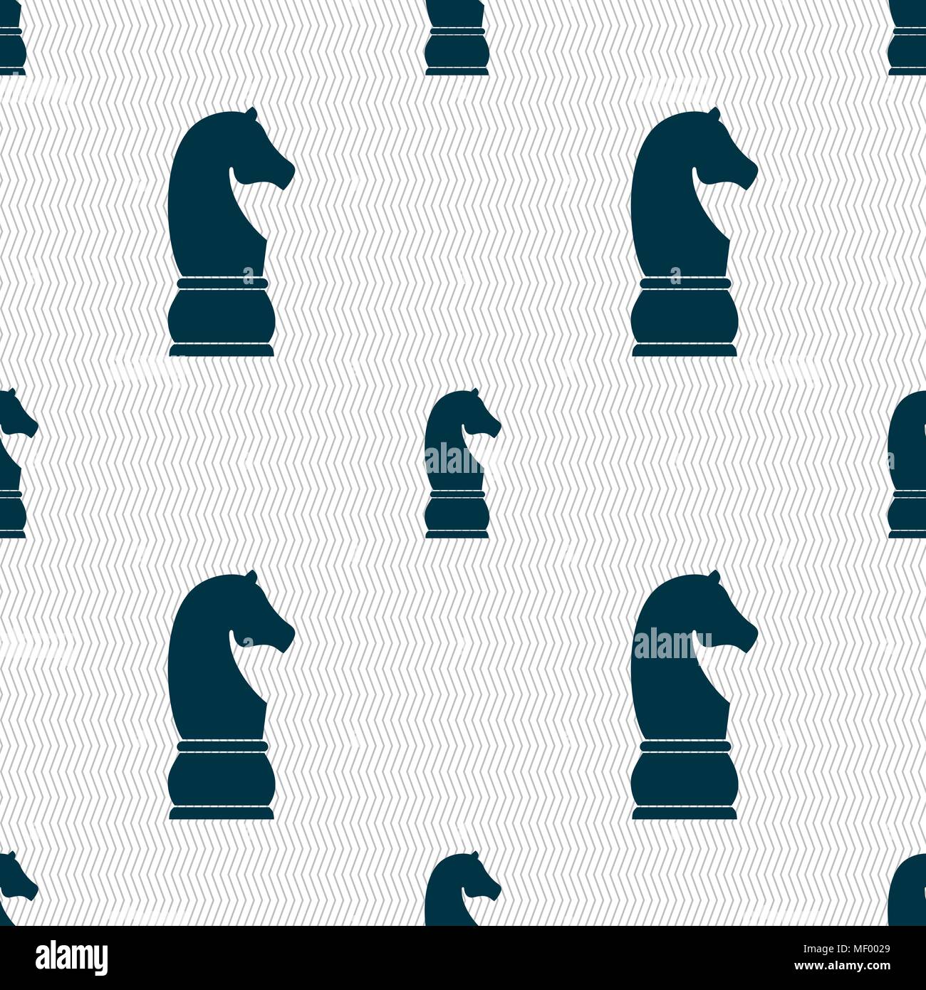 Chess knight icon. sign. Seamless pattern with geometric texture ...