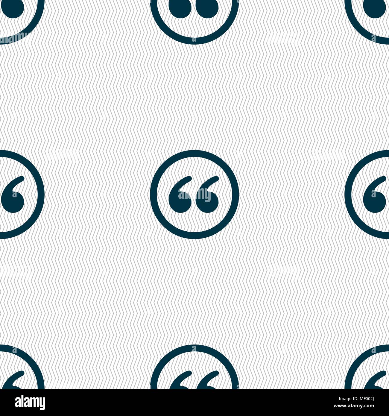 Double quotes icon sign. Seamless pattern with geometric texture ...