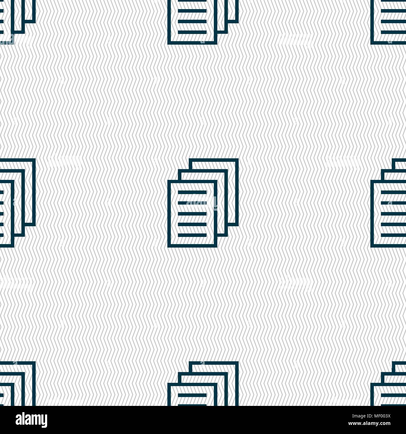 Copy File Duplicate Document Icon Sign Seamless Pattern With Geometric Texture Vector