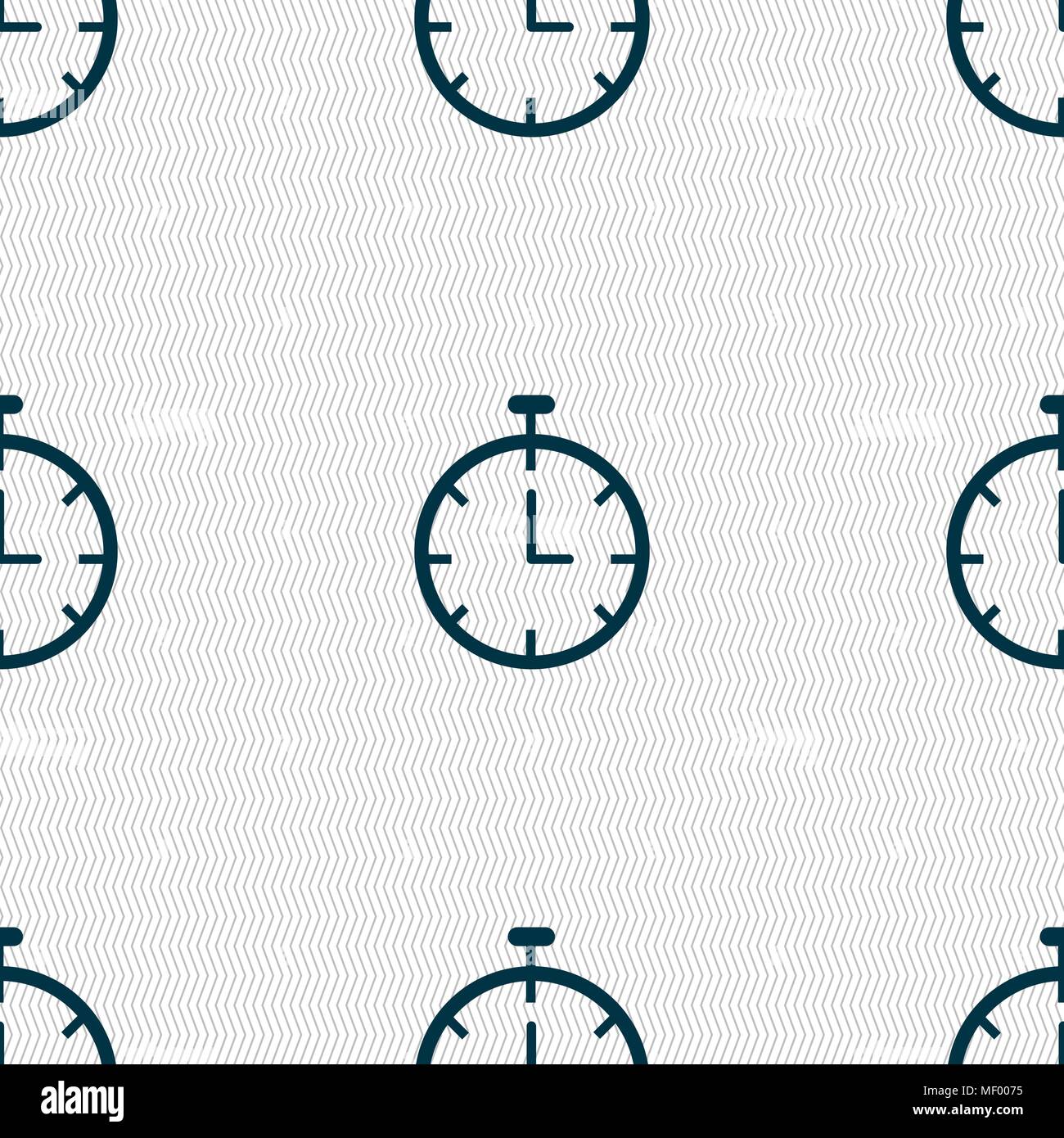 Stopwatch icon sign. Seamless pattern with geometric texture. Vector ...