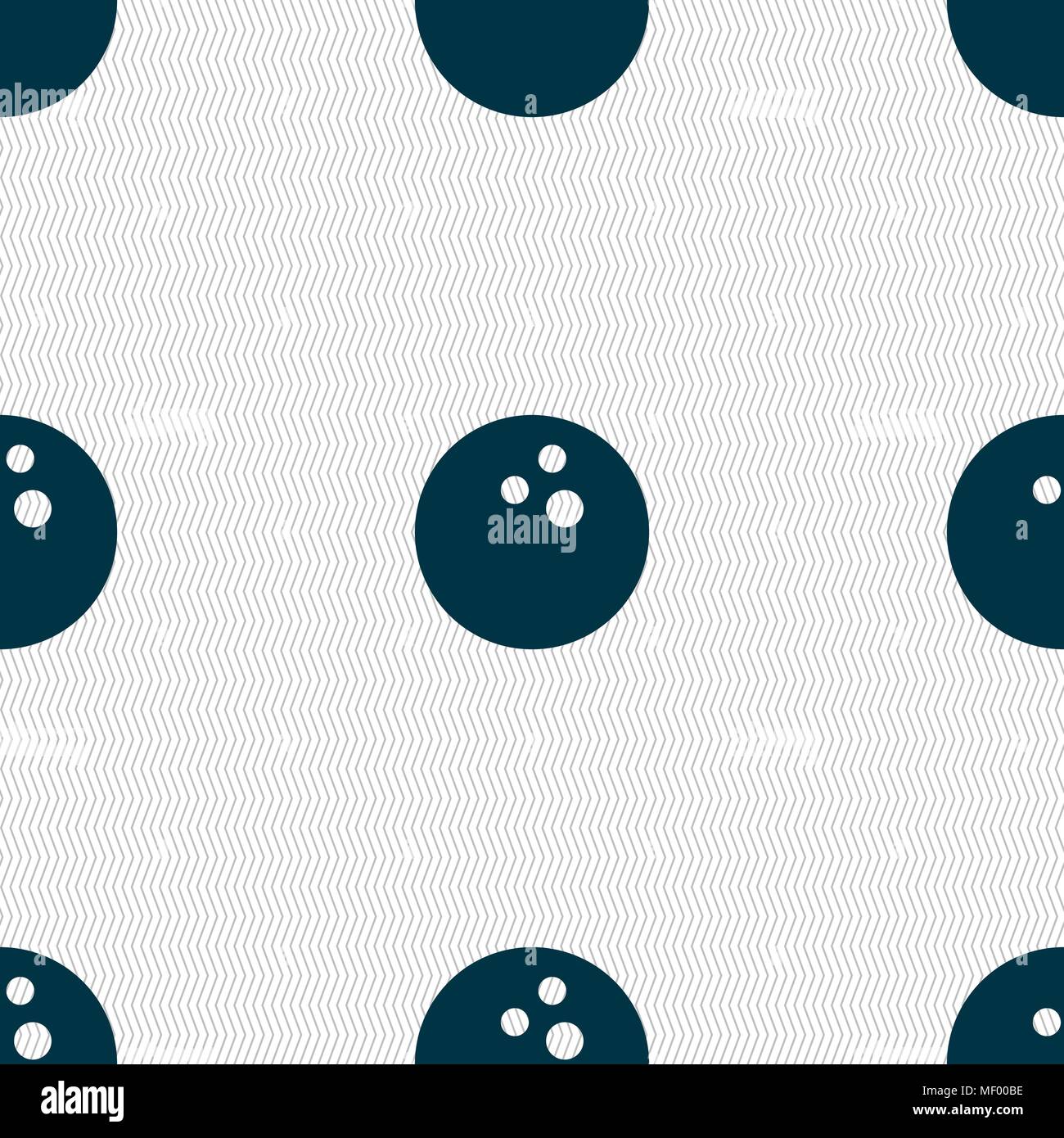 Bowling game, ball icon sign. Seamless pattern with geometric texture ...