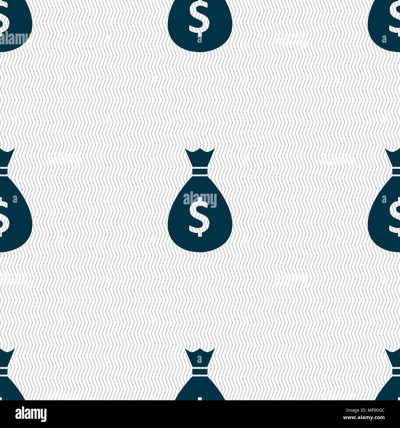 dollar money bag icon sign. Seamless pattern with geometric texture ...
