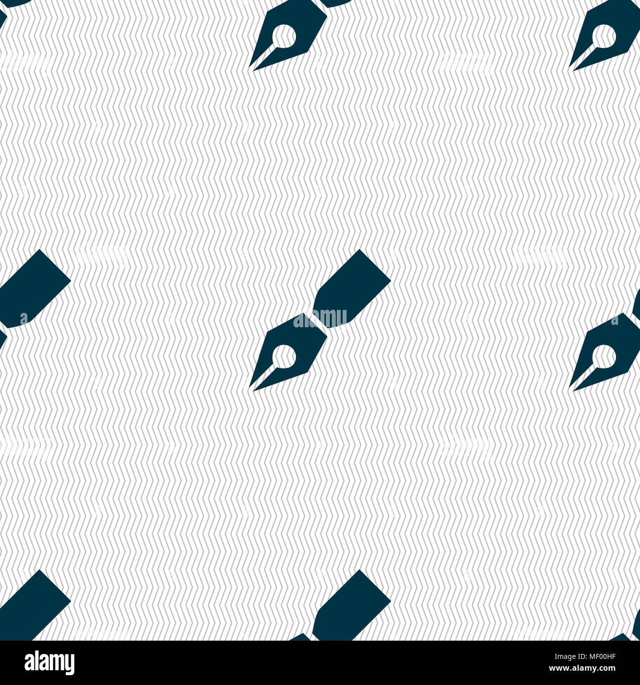 Pen icon sign. Seamless pattern with geometric texture. Vector ...