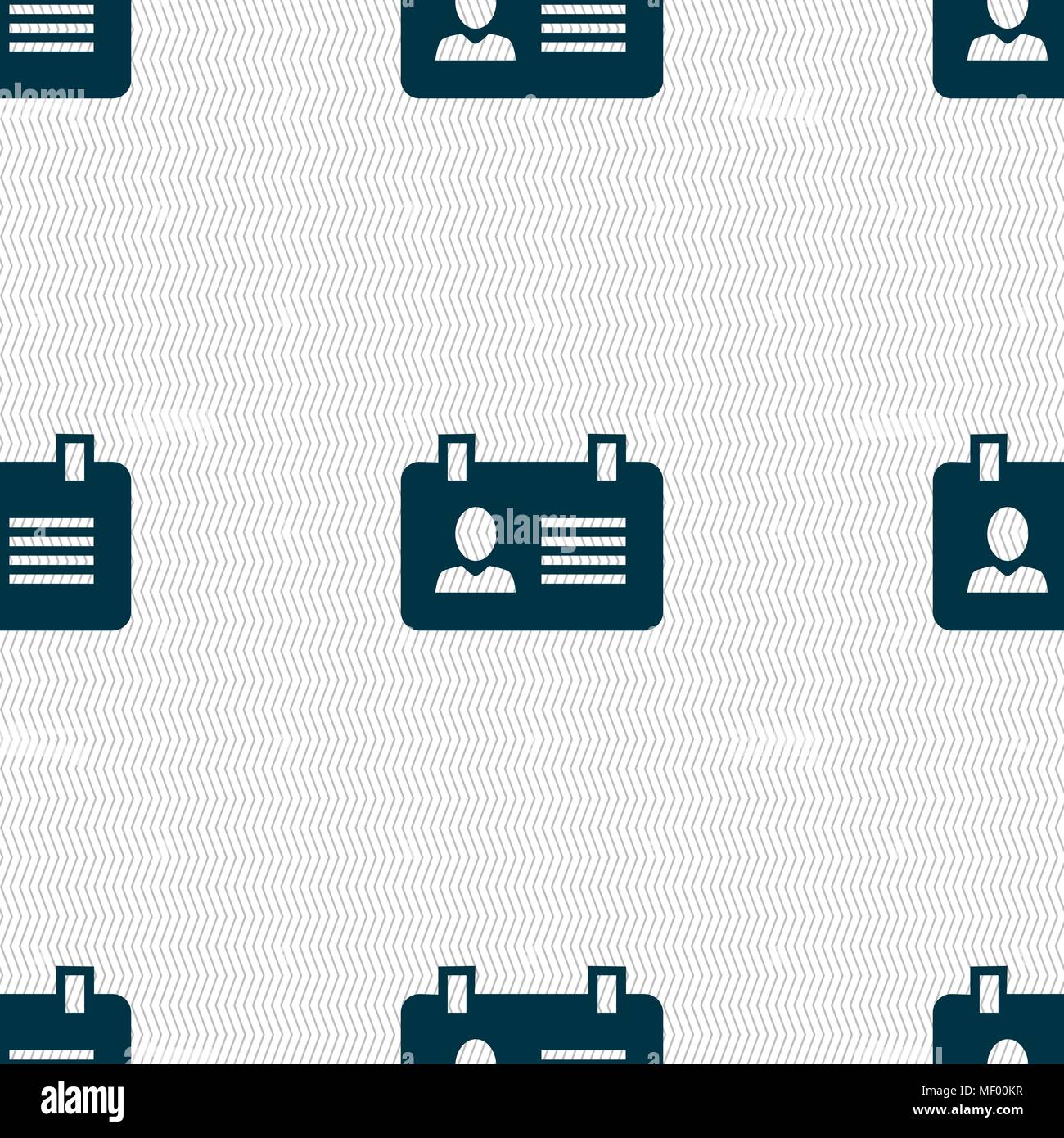 Identification card icon sign. Seamless pattern with geometric texture ...