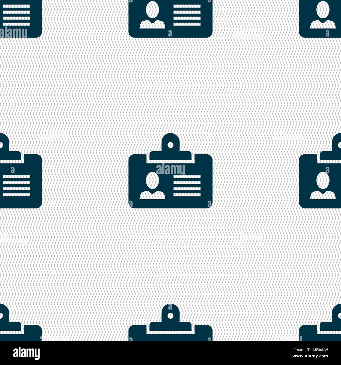 Identification card icon sign. Seamless pattern with geometric texture ...