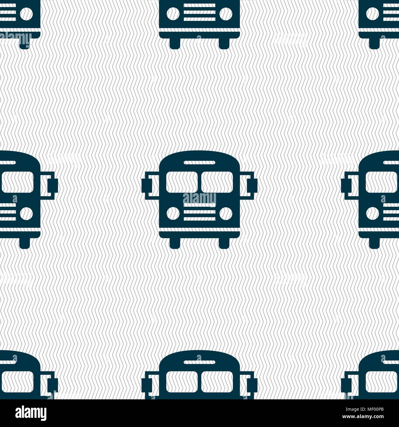 Bus icon sign. Seamless pattern with geometric texture. Vector ...