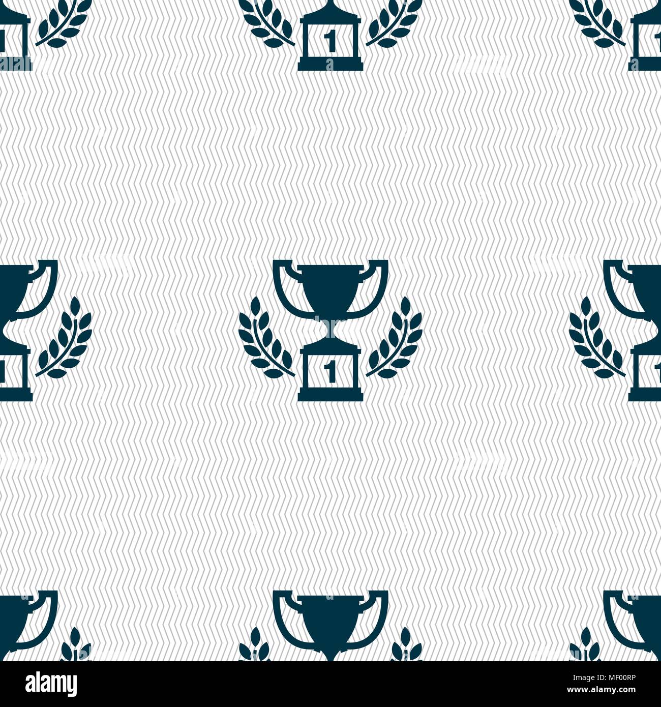Champions cup, Trophy icon sign. Seamless pattern with geometric ...