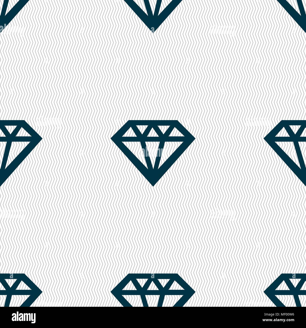 Diamond icon sign. Seamless pattern with geometric texture. Vector ...