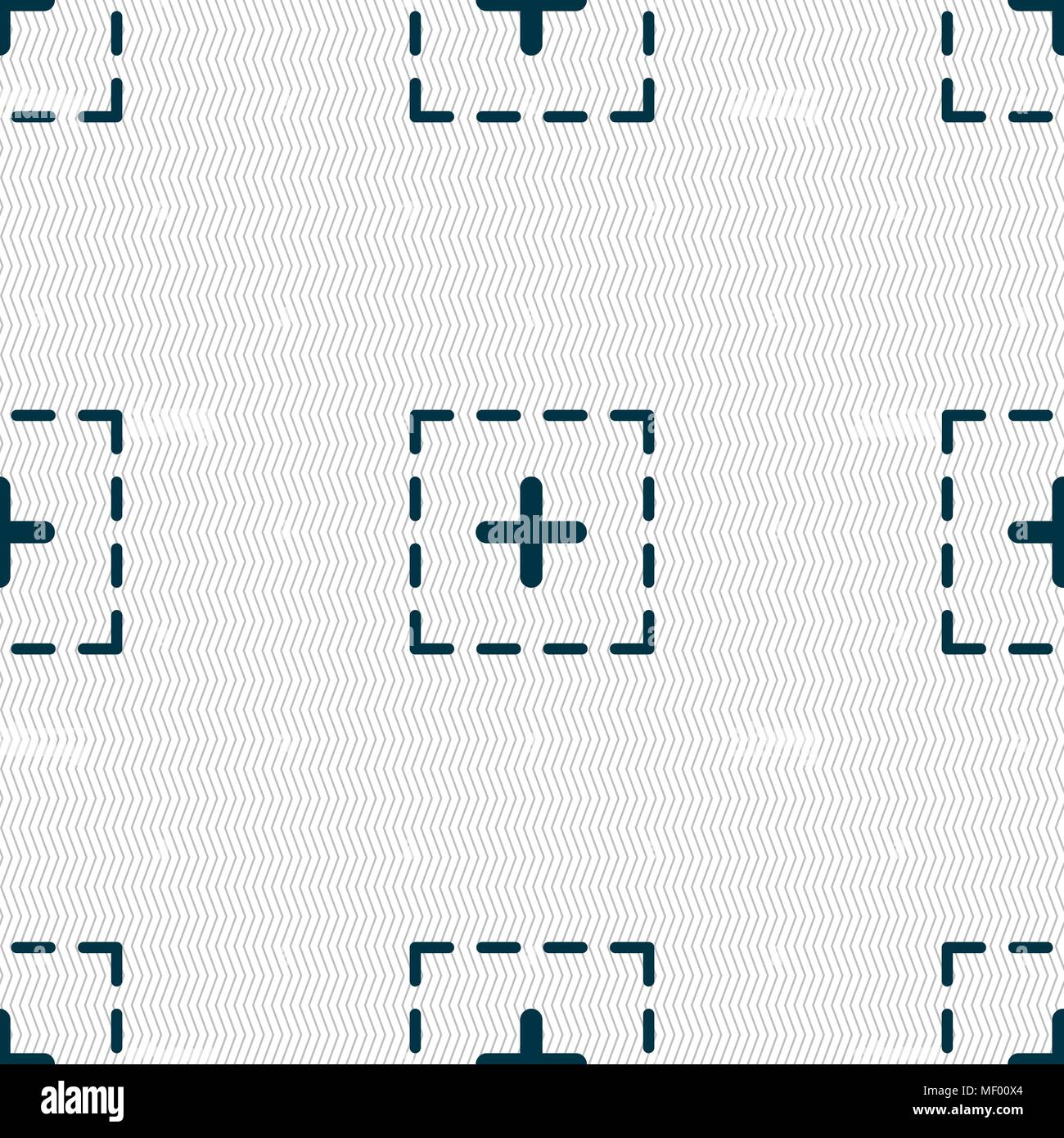Plus in square icon sign. Seamless pattern with geometric texture ...