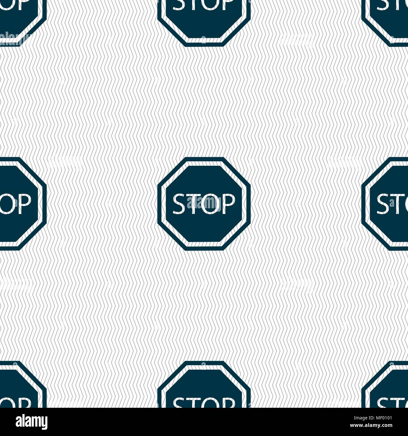 Stop icon sign. Seamless pattern with geometric texture. Vector ...