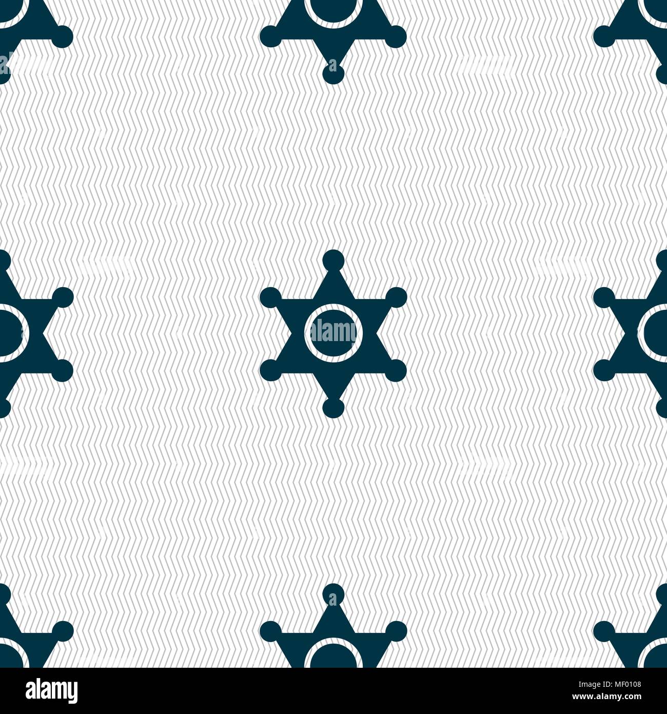 Sheriff, star icon sign. Seamless pattern with geometric texture ...