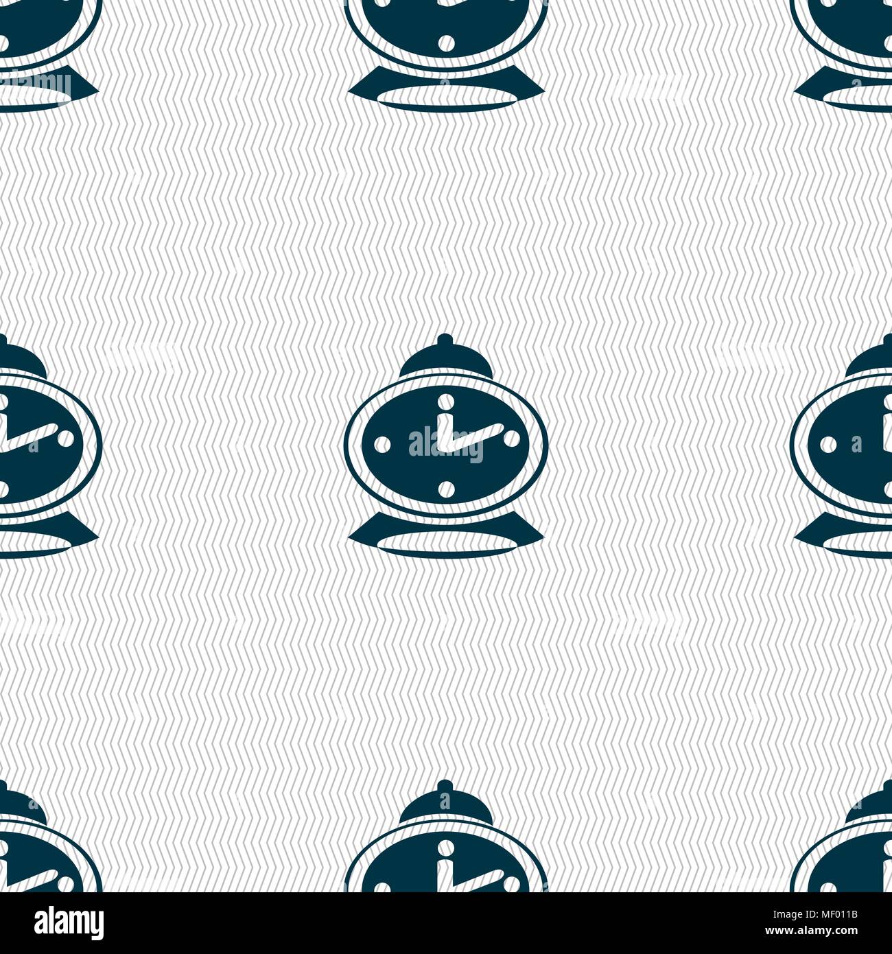 alarm clock icon sign. Seamless pattern with geometric texture. Vector ...
