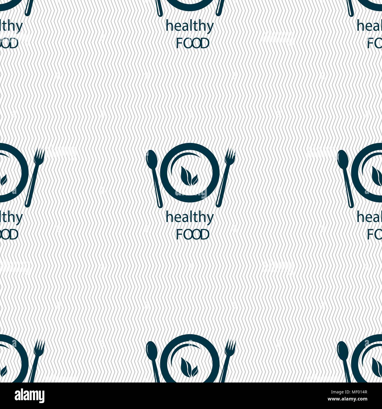 healthy food concept sign. Seamless pattern with geometric texture ...