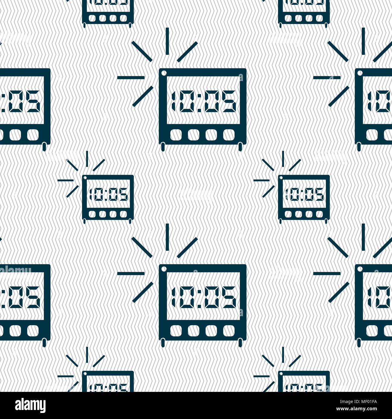 digital Alarm Clock icon sign. Seamless pattern with geometric texture ...
