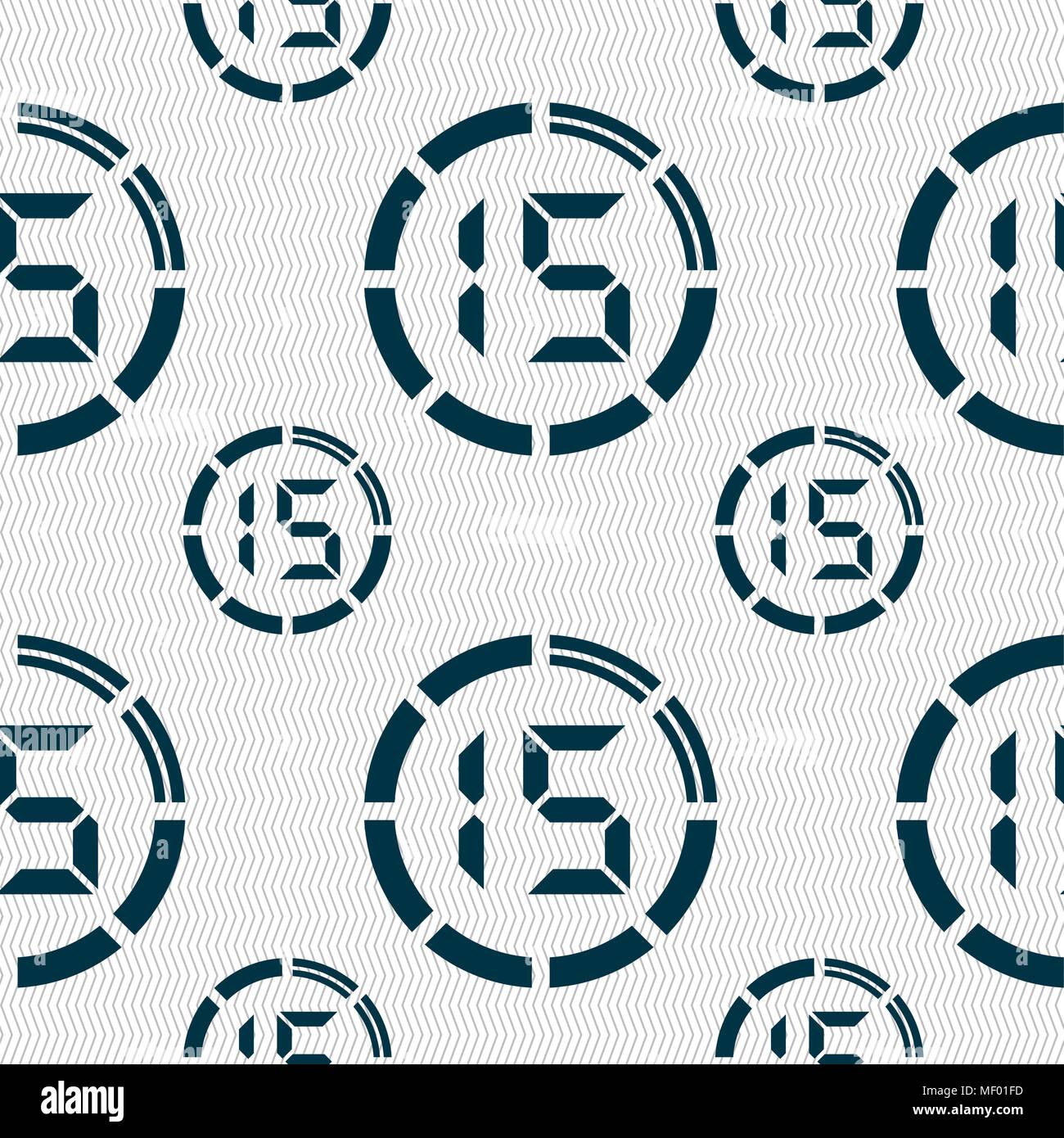 15 second stopwatch icon sign. Seamless pattern with geometric texture ...