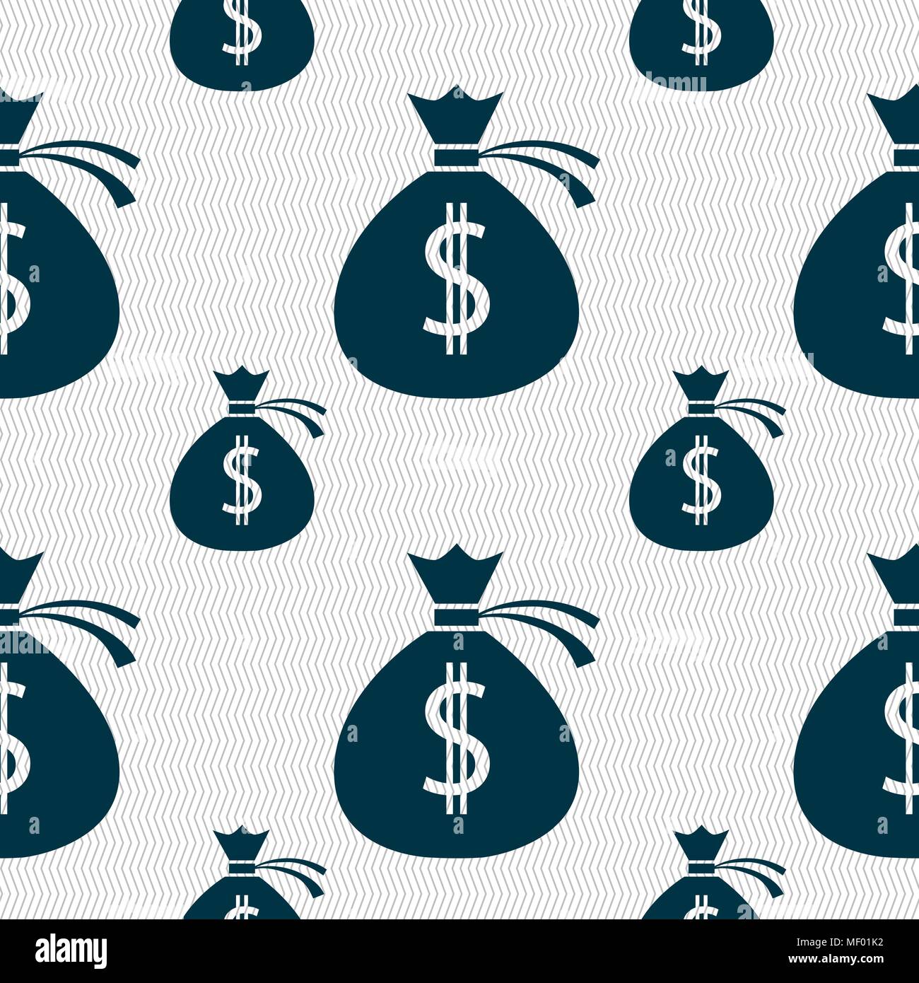 Money bag icon sign. Seamless pattern with geometric texture. Vector ...