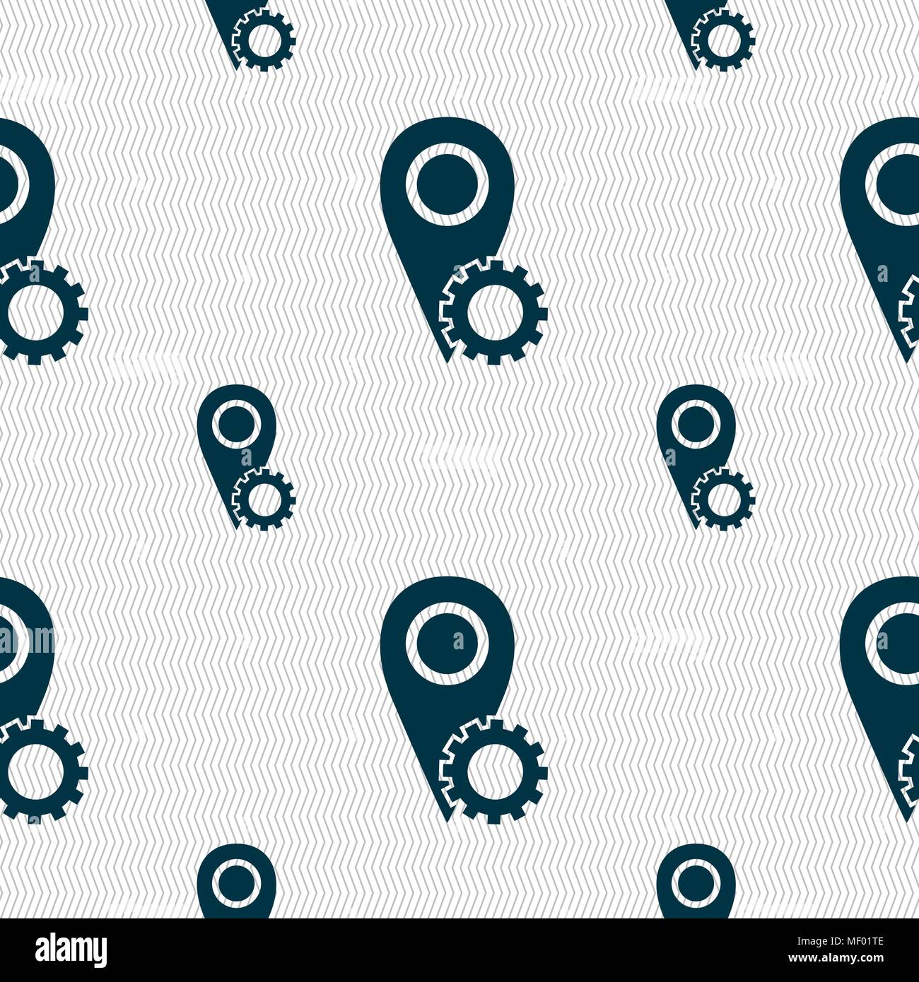 Map pointer setting icon sign. Seamless pattern with geometric texture. Vector illustration ...
