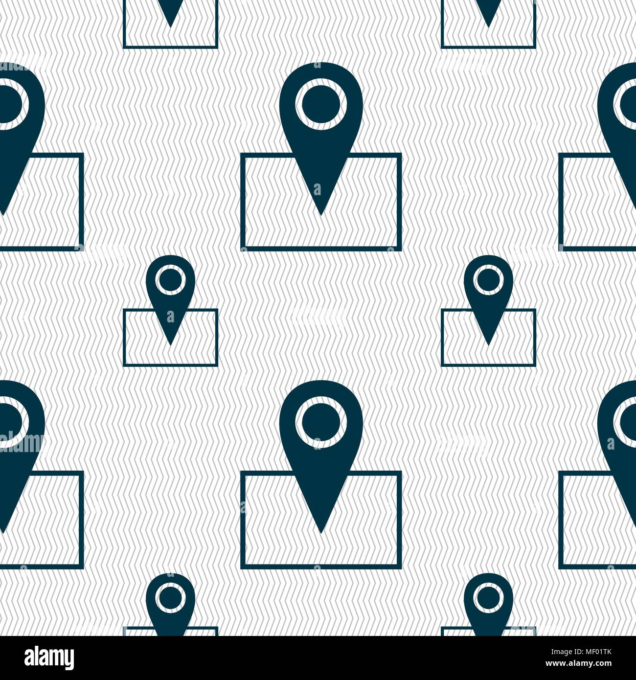 Map pointer icon sign. Seamless pattern with geometric texture. Vector ...