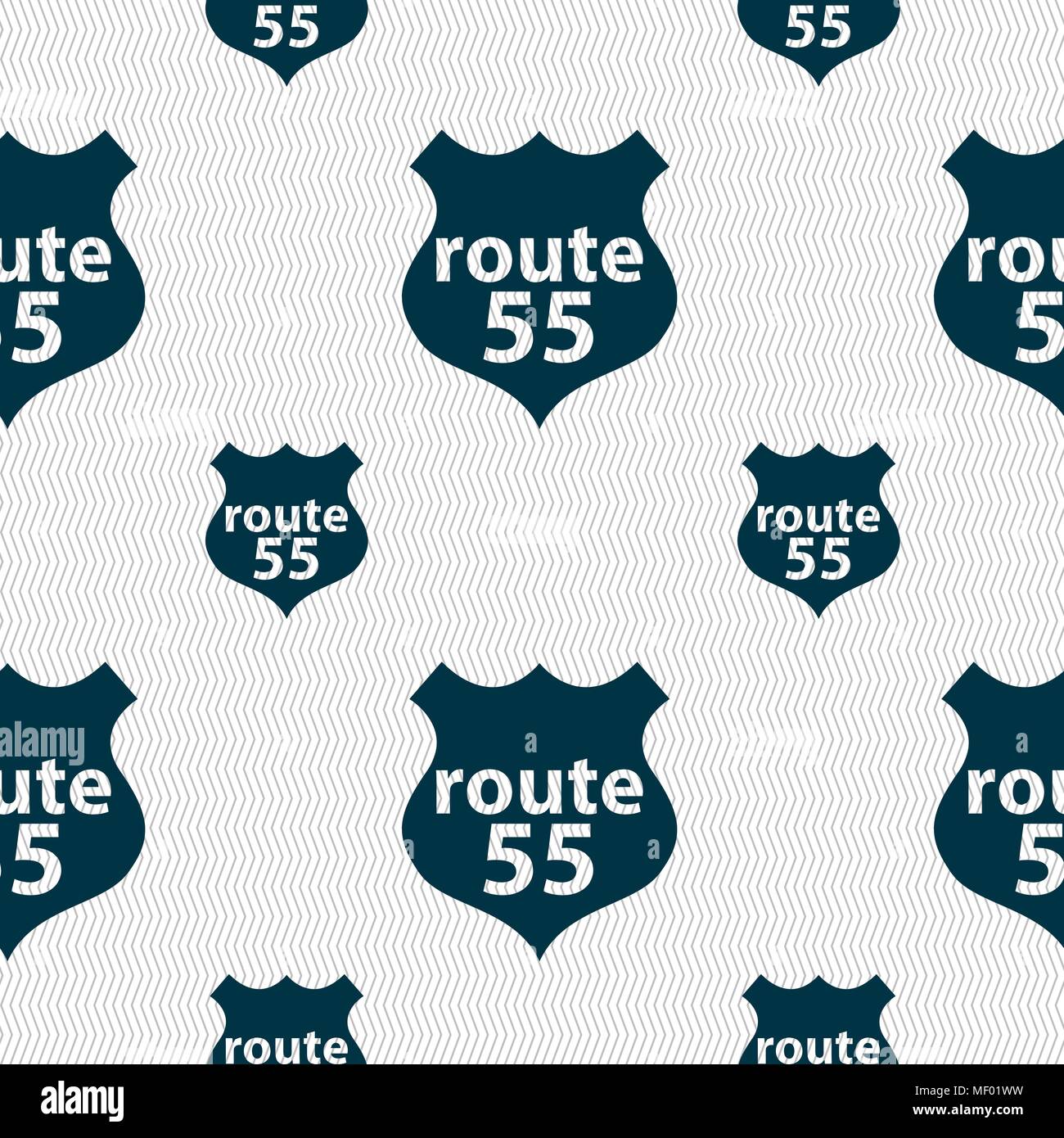 Route 55 highway icon sign. Seamless pattern with geometric texture. Vector illustration Stock ...