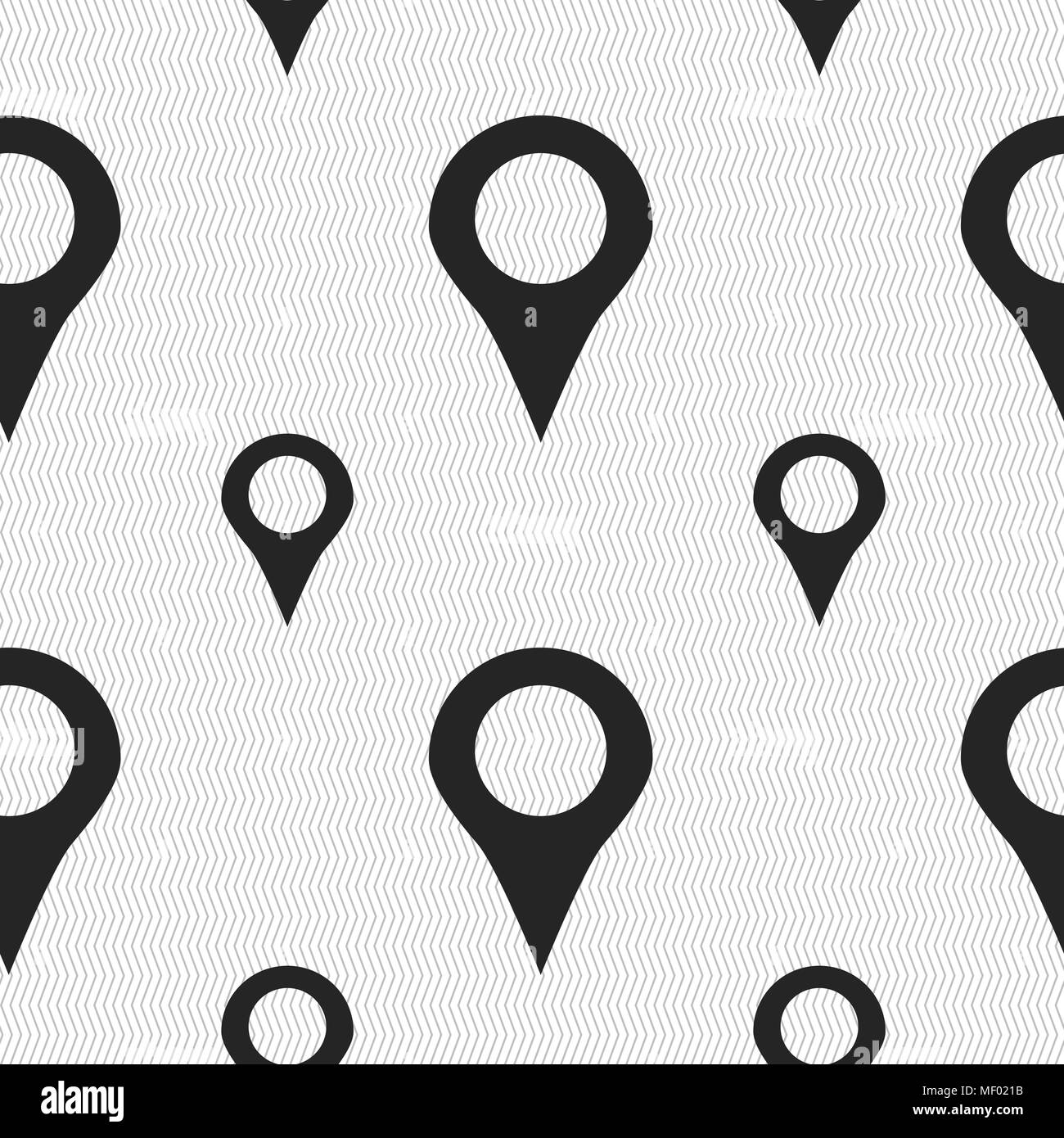 Map pointer, GPS location icon sign. Seamless pattern with geometric texture. Vector ...