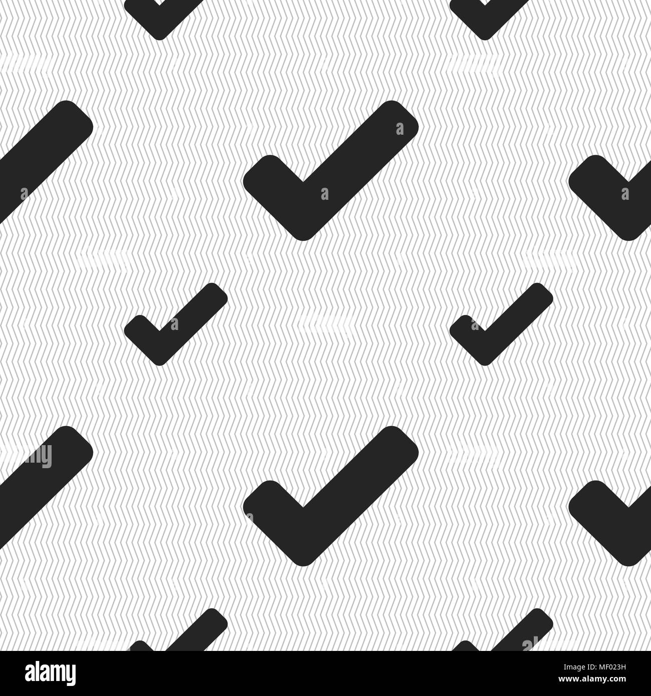 Check mark, tik icon sign. Seamless pattern with geometric texture ...
