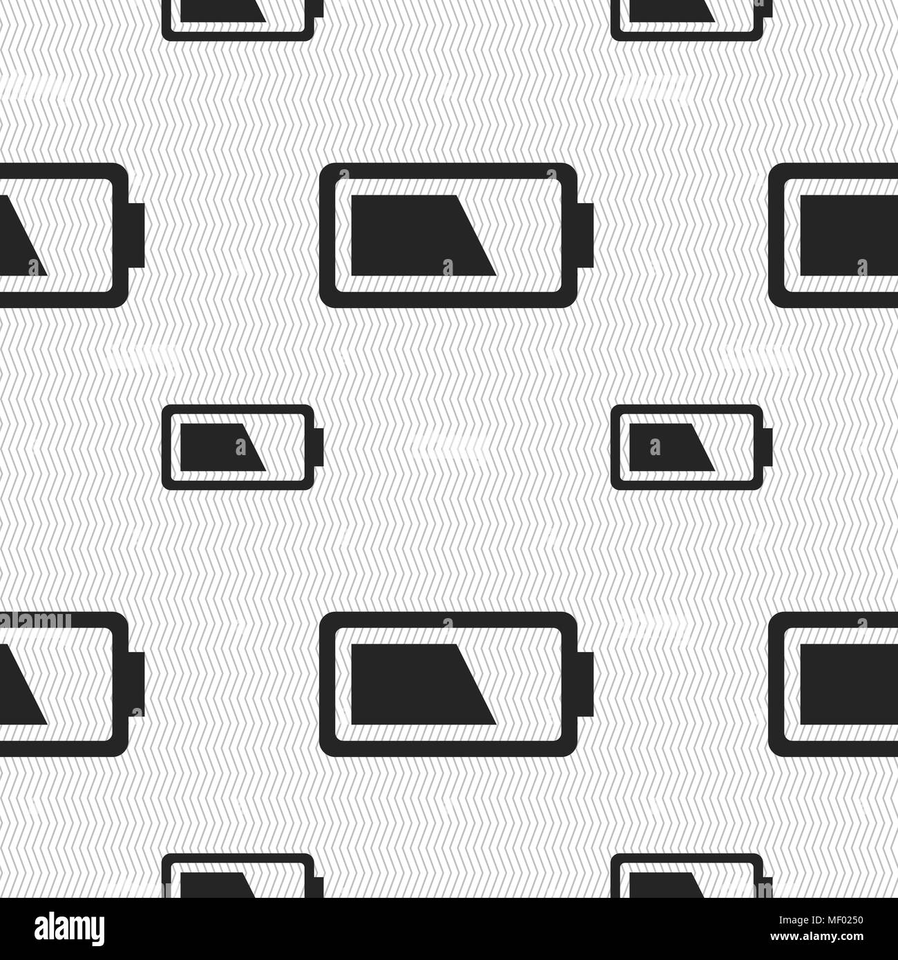 Battery half level icon sign. Seamless pattern with geometric texture ...