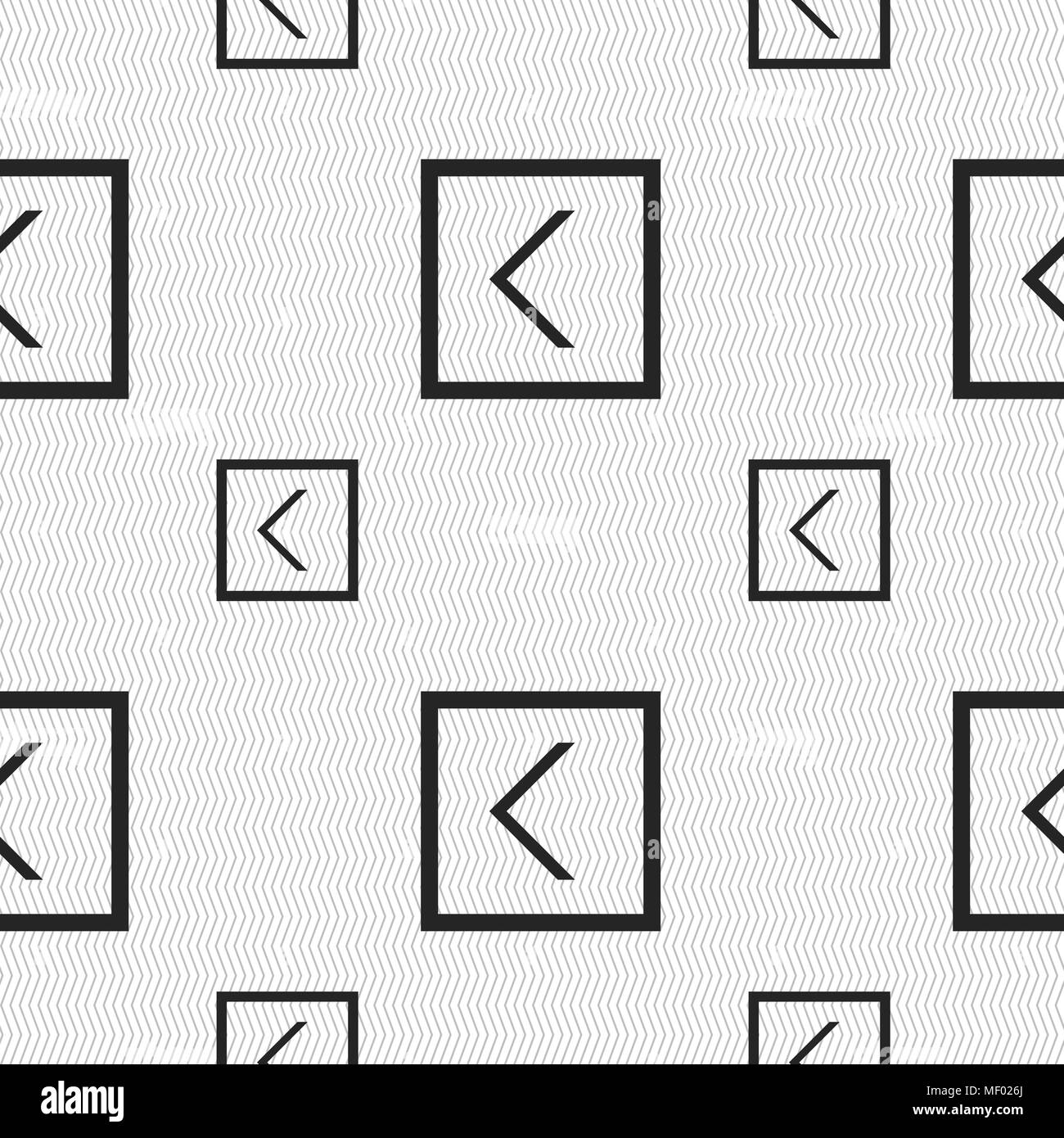 Arrow left, Way out icon sign. Seamless pattern with geometric texture ...