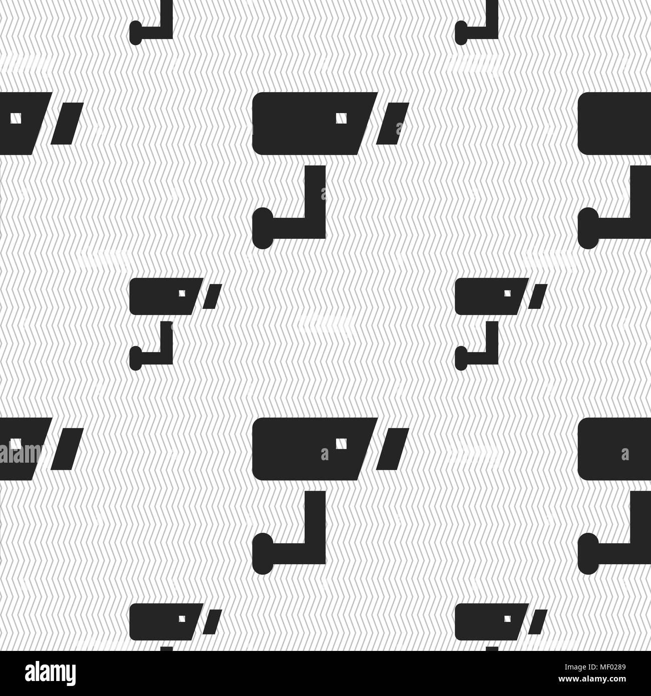 Surveillance Camera icon sign. Seamless pattern with geometric texture ...