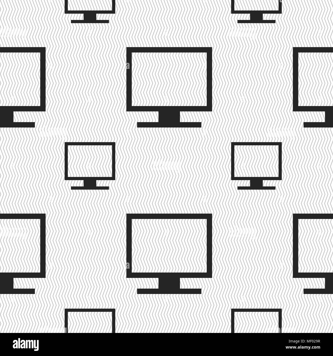 Computer widescreen monitor icon sign. Seamless pattern with geometric ...