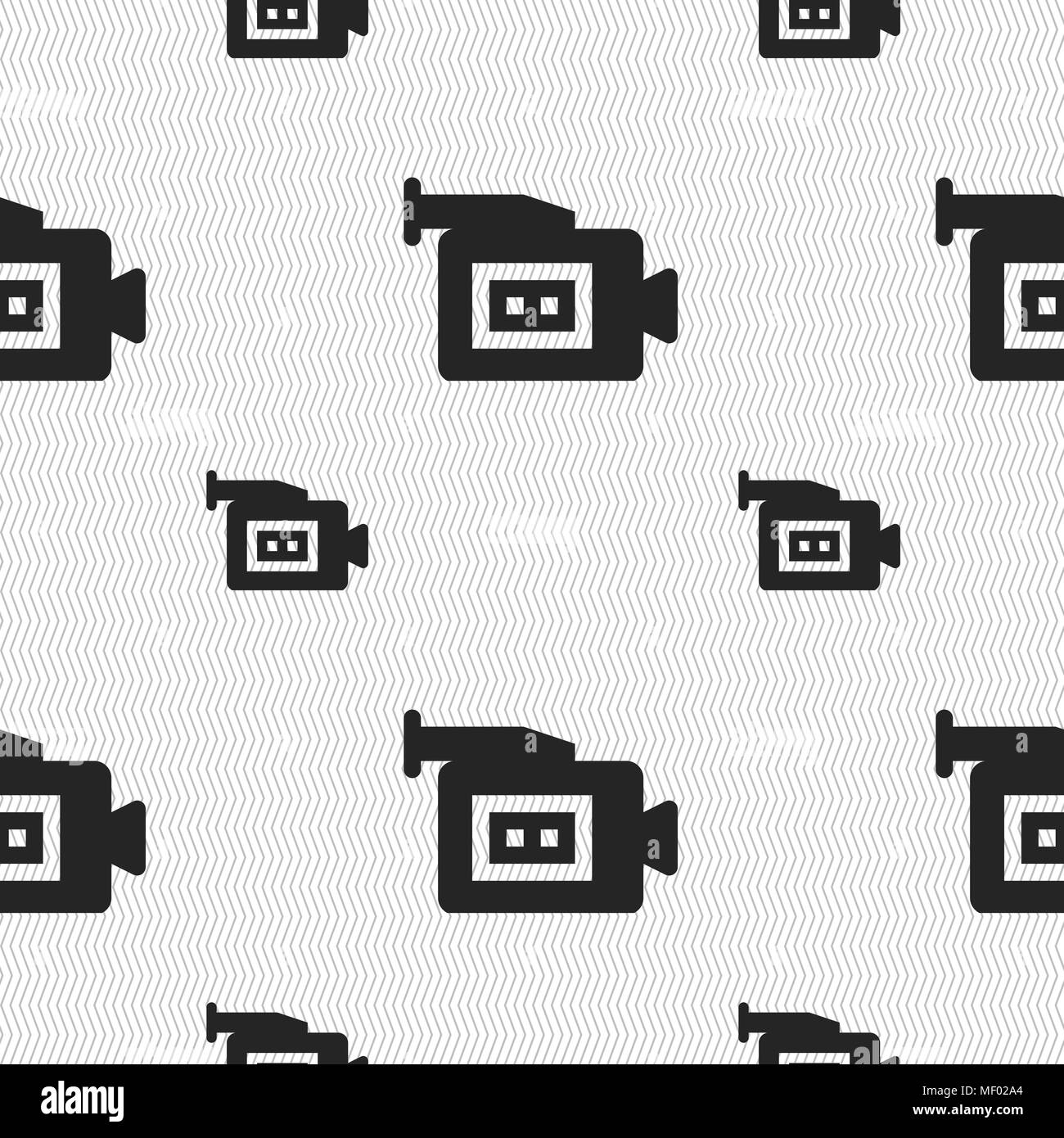 video camera icon sign. Seamless pattern with geometric texture. Vector ...