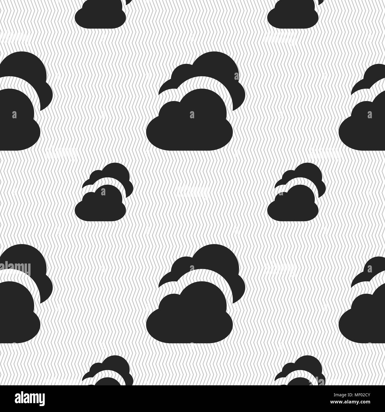 Cloud icon sign. Seamless pattern with geometric texture. Vector ...