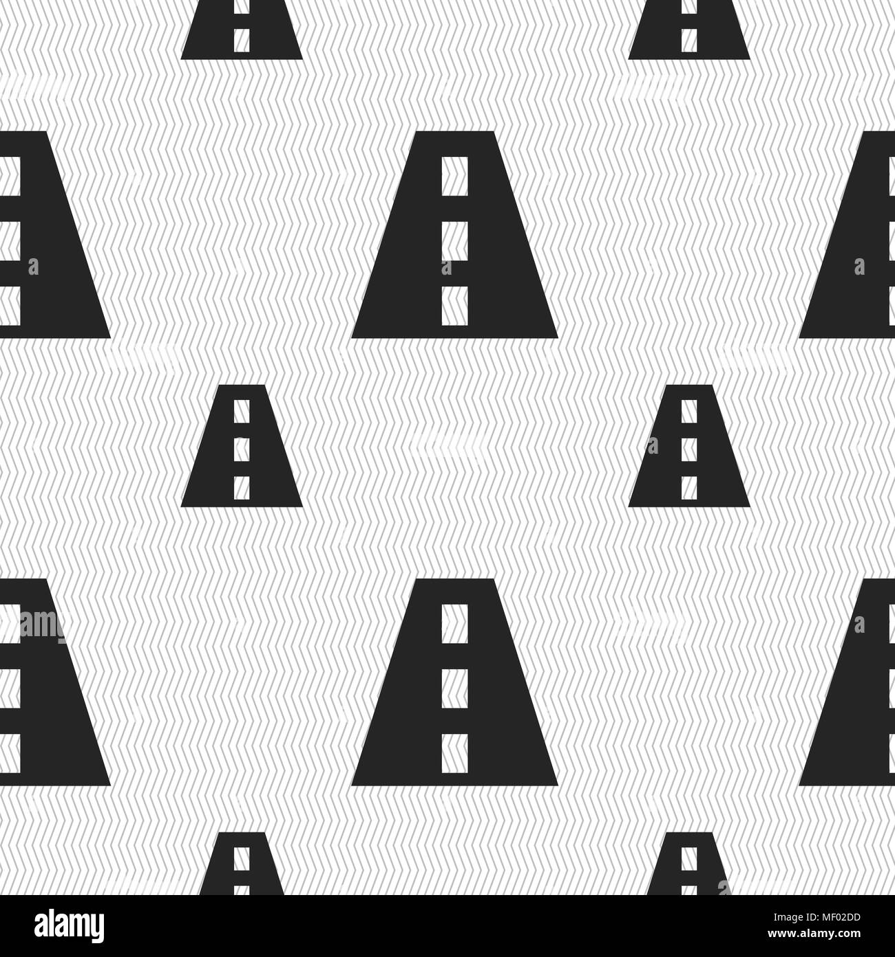 Road icon sign. Seamless pattern with geometric texture. Vector ...